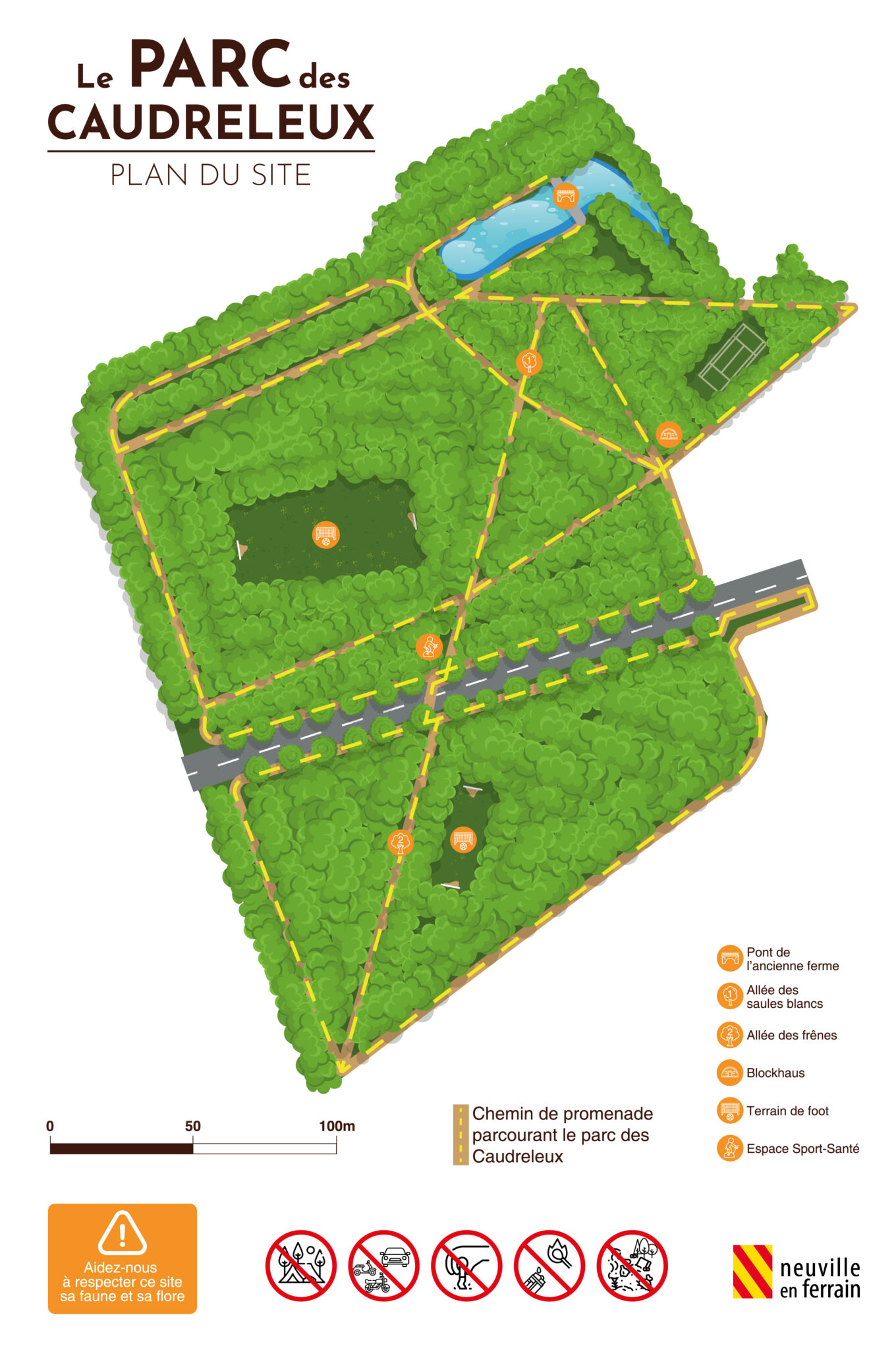 Le Parc des Caudreleux : Plan du site - Ville de Neuville-en-Ferrain